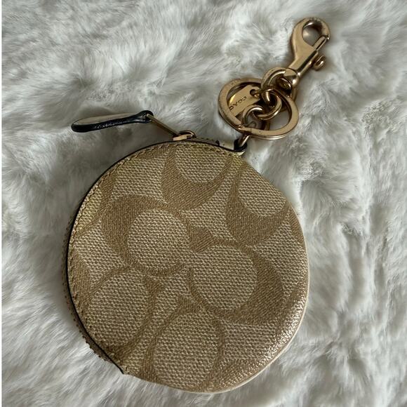 Coach | Bags | Coach Circular Coin Pouch Bag Charm In Signature Canvas ...